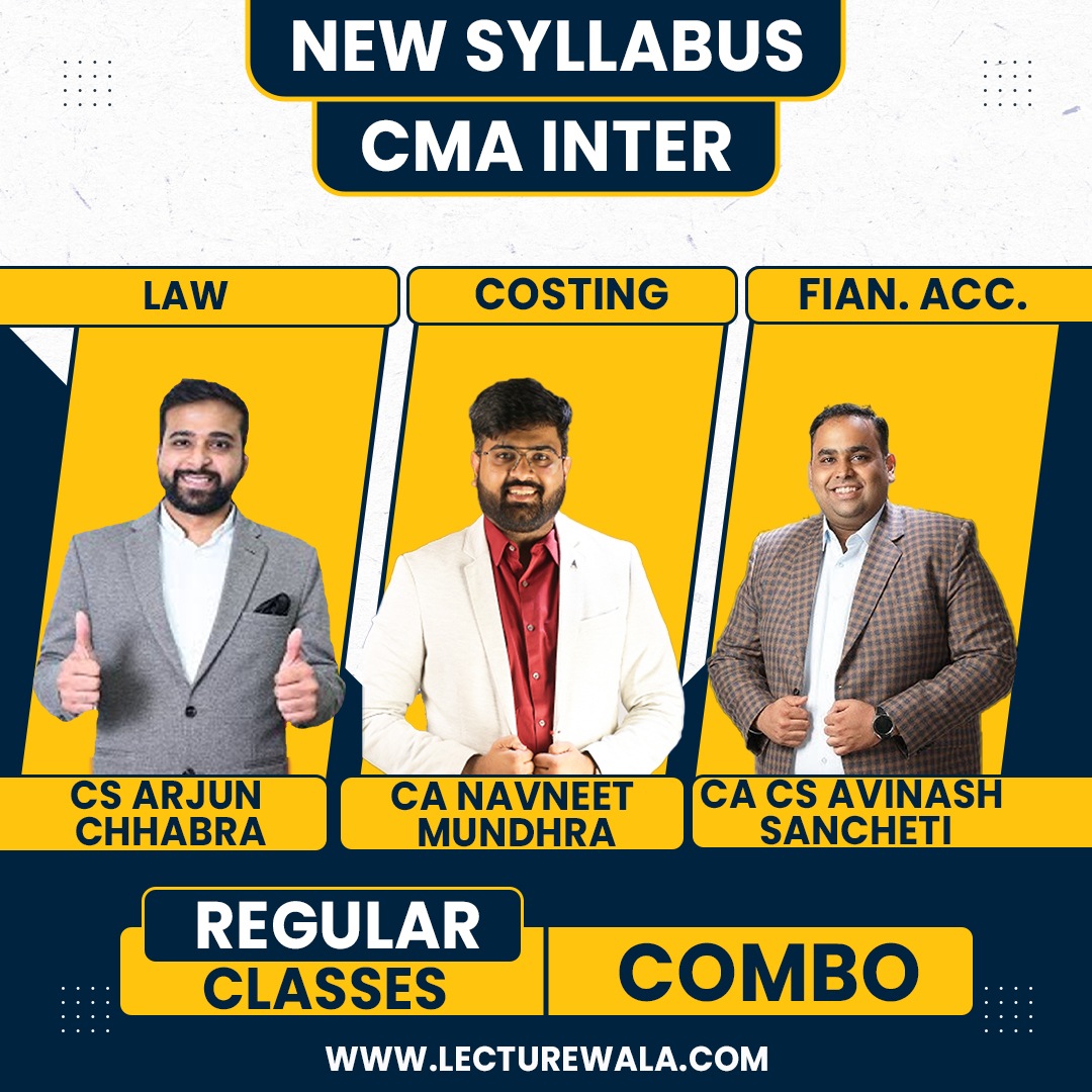 CMA Inter Group 1 Combo Accounts, Law & Costing Regular online Classes