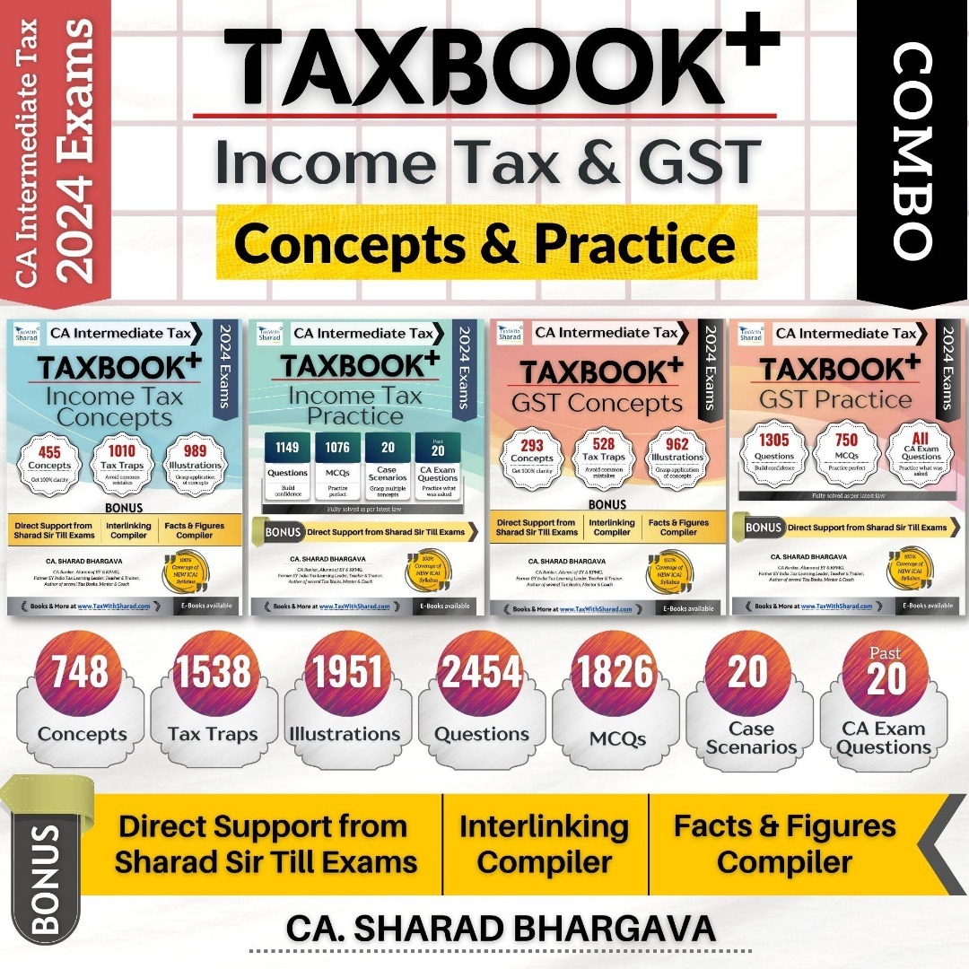 CA inter Tax Book + income tax and GST concepts and practice By CA ...